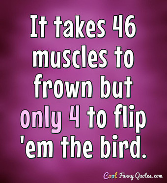 It takes 46 muscles to frown but only 4 to flip 'em the bird.