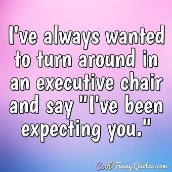 I've always wanted to turn around in an executive chair and say "I've ...
